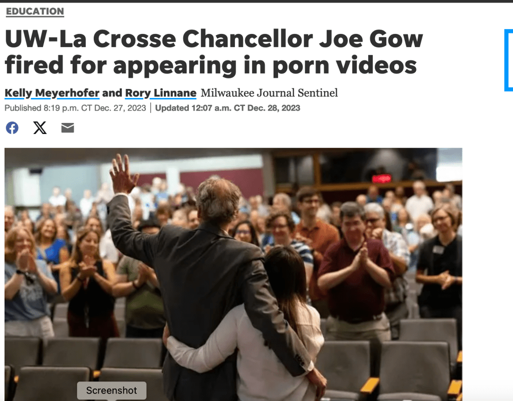 UW La Crosse Chancellor Joe Gow fired after appearing in porn with his ...
